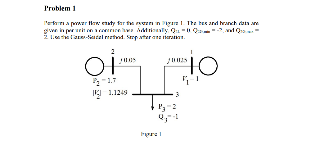 Perform a power flow study for the system in Figure 1 | Chegg.com
