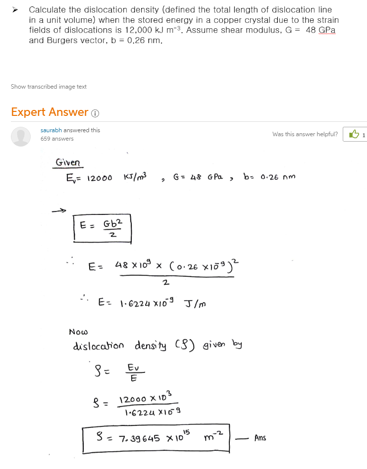 Solved I learned that The energy of dislocation is : but, | Chegg.com