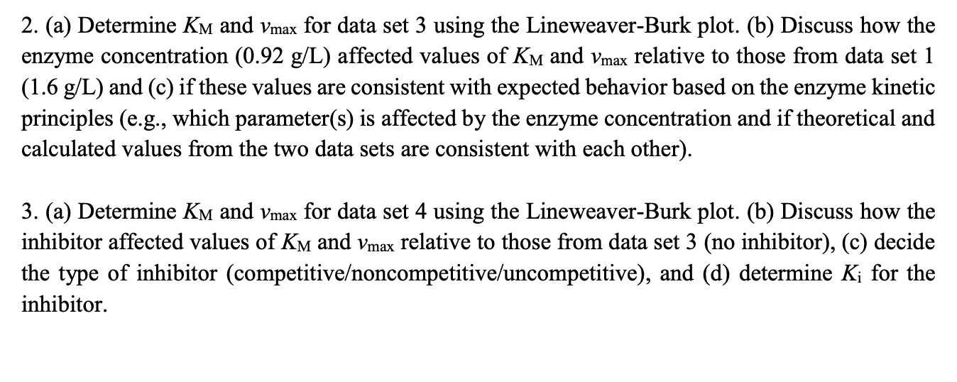 Solved The following data sets were obtained from a reaction | Chegg.com