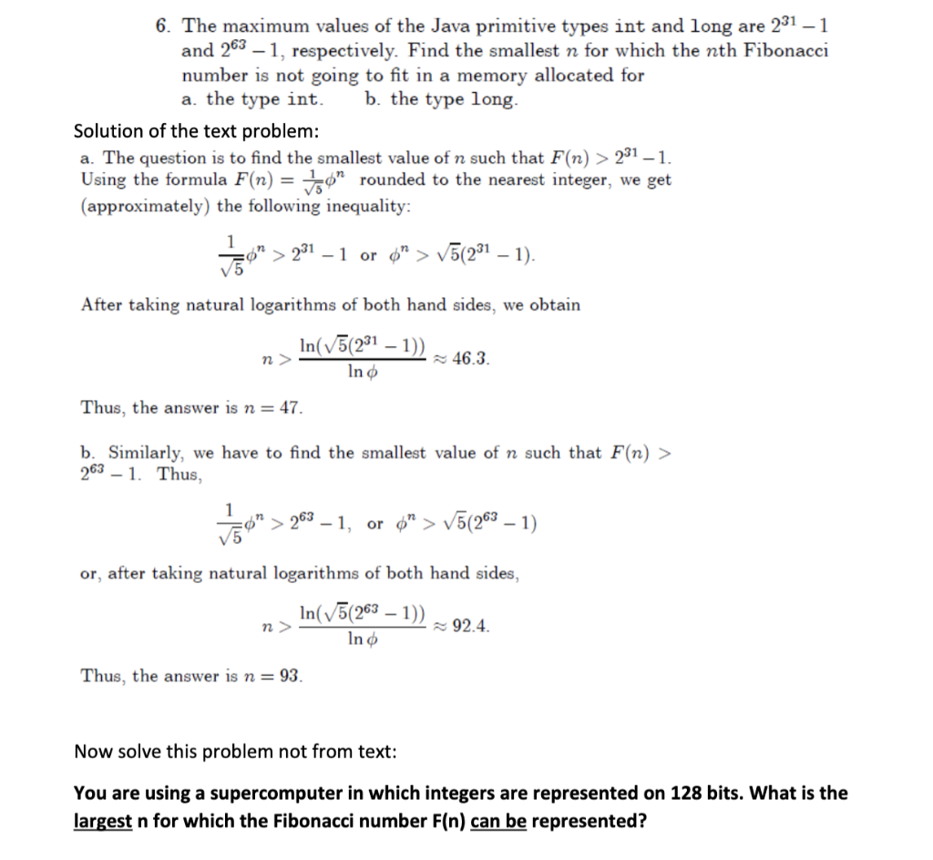 Solved 6. The maximum values of the Java primitive types int | Chegg.com
