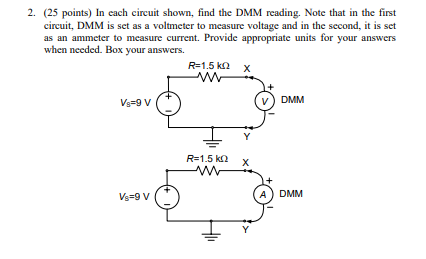 Solved 2. (25 points) In each circuit shown, find the DMM | Chegg.com