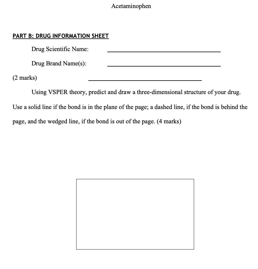 Solved Acetaminophen PART B: DRUG INFORMATION SHEET Drug | Chegg.com