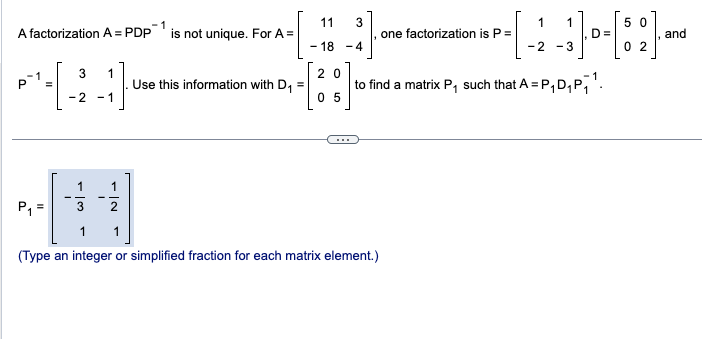 Solved P1=[-13-1211](Type an ﻿integer or ﻿simplified | Chegg.com