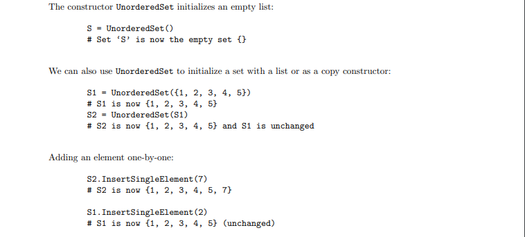 Solved The constructor UnorderedSet initializes an empty | Chegg.com