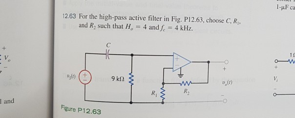 Solved 12.63 For the high-pass active filter in Fig. P12.63, | Chegg.com