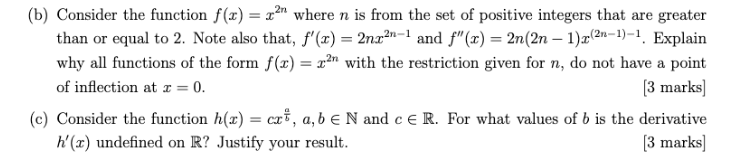 Solved (b) Consider the function f(x)=x2n where n is from | Chegg.com