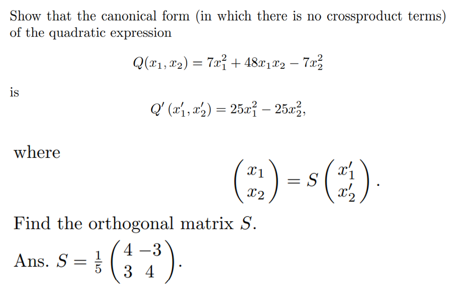 Solved Show that the canonical form (in which there is no | Chegg.com