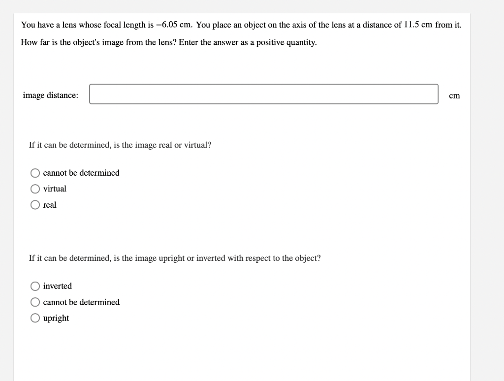 Solved Determine the image distance d; for an object d. = | Chegg.com
