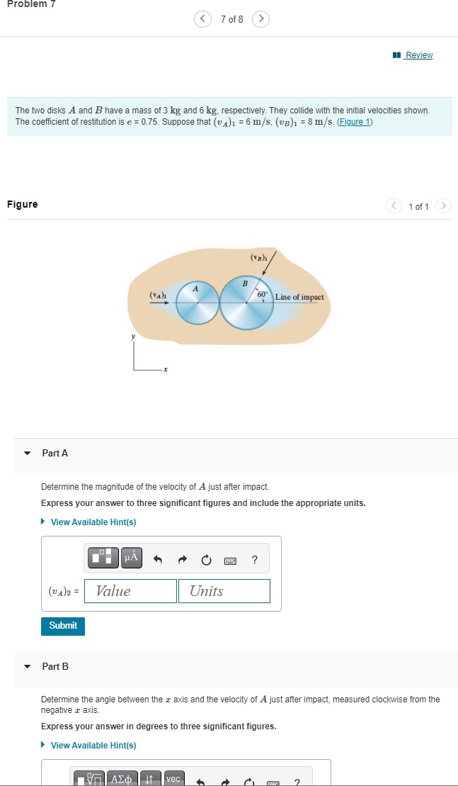 Solved The two disks A and B have a mass of 3 kg and 6 kg, | Chegg.com