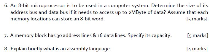 Solved 6. An 8-bit microprocessor is to be used in a | Chegg.com