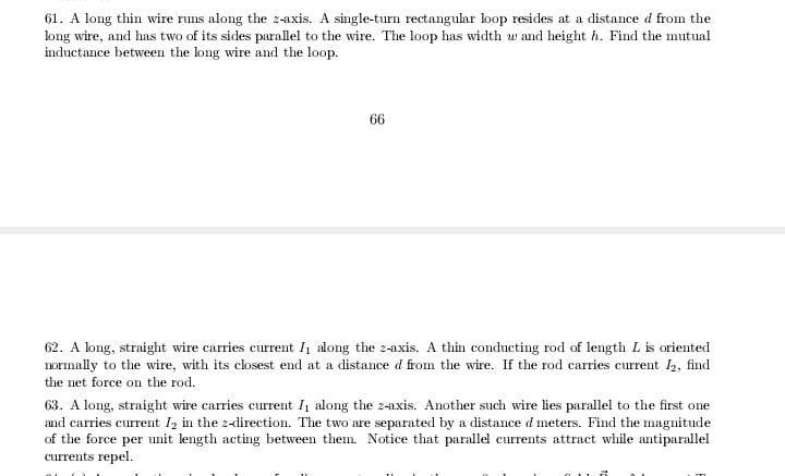 Solved 61. A long thin wire runs along the z-axis. A | Chegg.com
