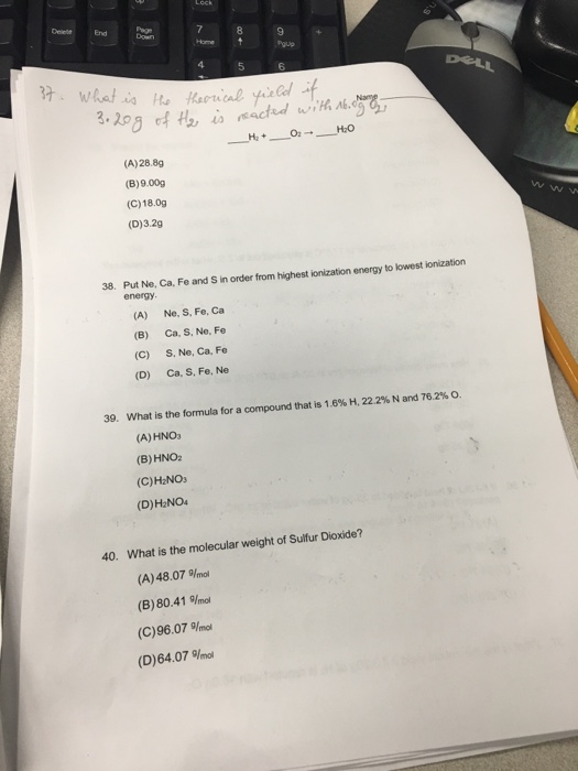 Solved Deelt End 9 (A)28.8g (B)9.00g (C)18.0g (D)3.2g 38. | Chegg.com