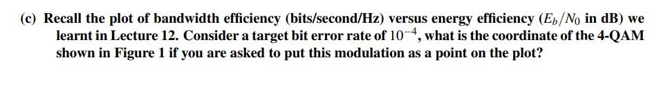 Solved Figure 1: 4-QAM modulation for Question 1.(c) Recall | Chegg.com