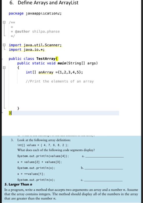 Solved 6 Define Arrays And Arraylist Package Javaapp 3633