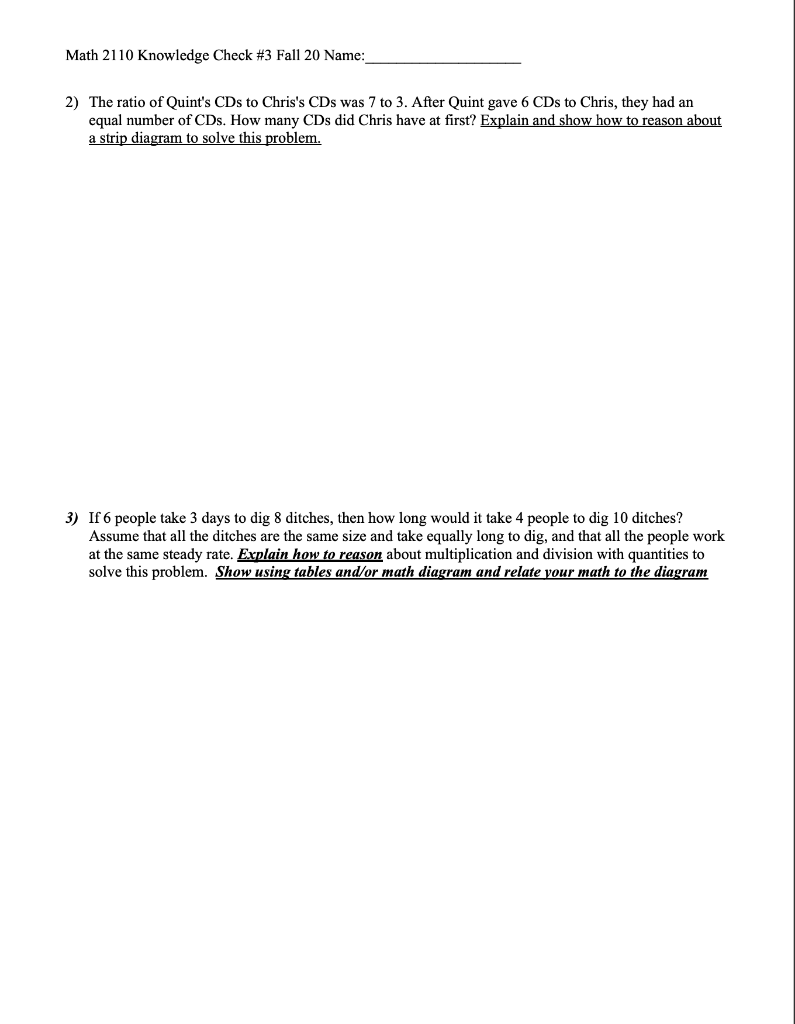 Solved Math 2110 Knowledge Check #3 Fall 20 Name: 2) The | Chegg.com