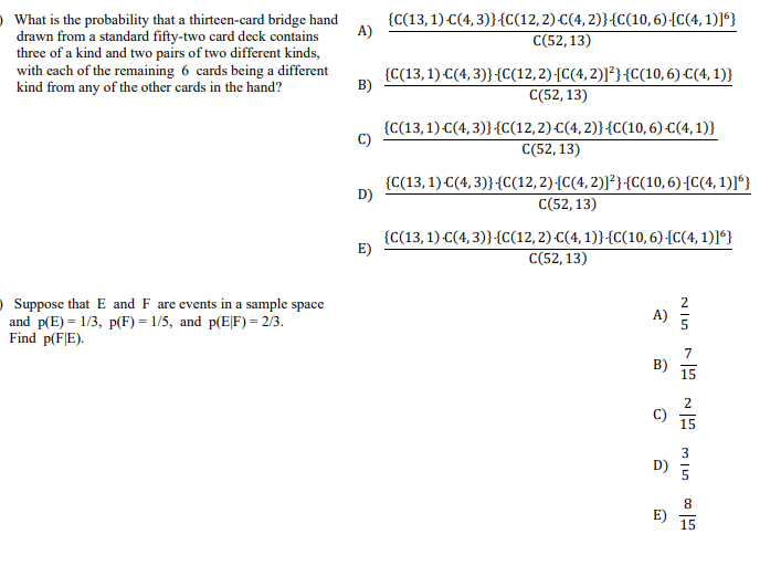 Solved What is the probability that a thirteen-card bridge | Chegg.com