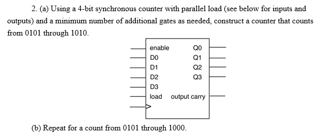 Solved 2. (a) Using a 4-bit synchronous counter with | Chegg.com
