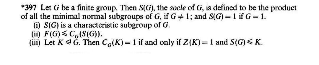 Solved *397 Let G be a finite group. Then S(G), the socle of | Chegg.com