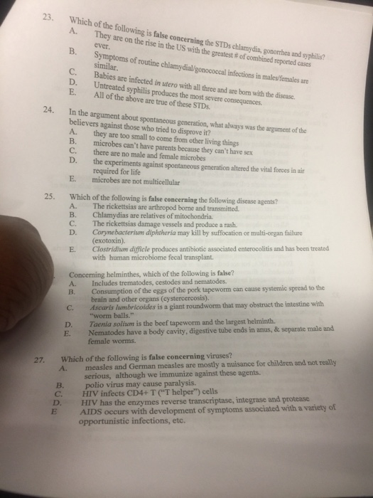 Solved 23. Which of the following is false concerning the | Chegg.com