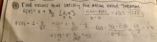 Solved Find the values that satisfy the Mean Value Theorem. | Chegg.com