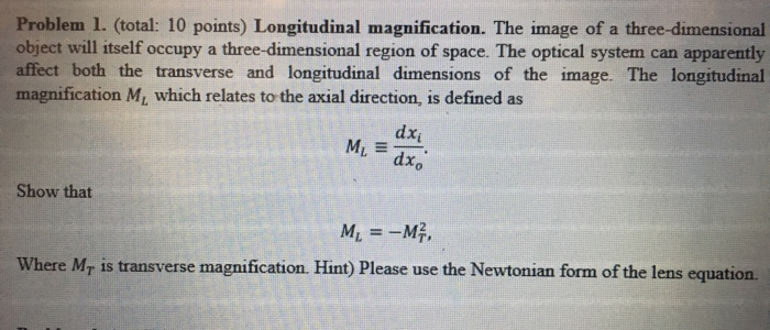 Solved Problem 1. (total: 10 points) Longitudinal | Chegg.com