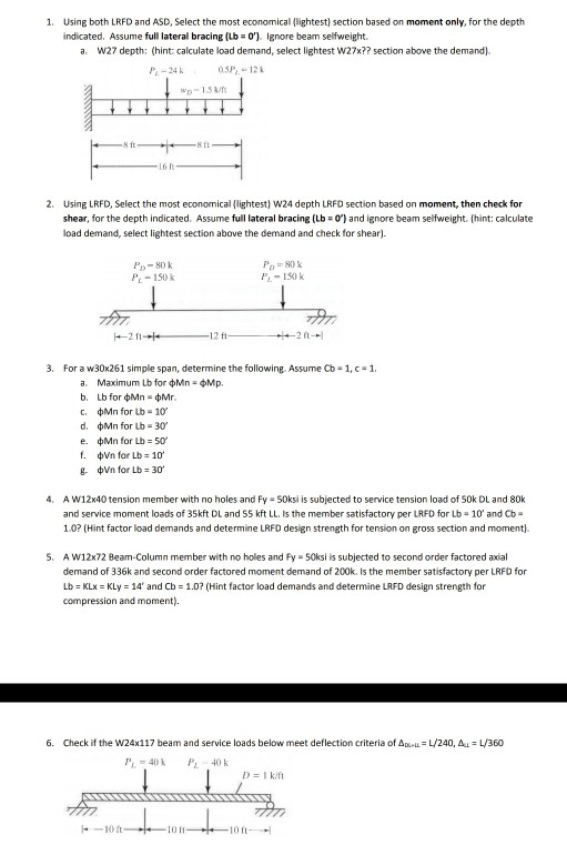 Solved 1. Using both LRFD and ASD, Select the most | Chegg.com