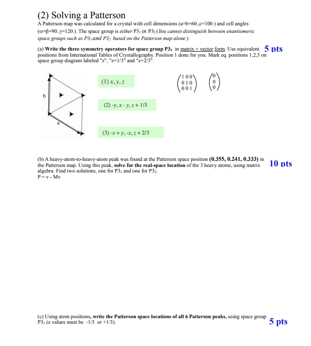 (2) Solving a Patterson A Patterson map was | Chegg.com