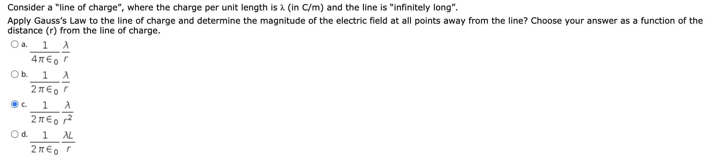 Solved Consider a "line of charge", where the charge per | Chegg.com