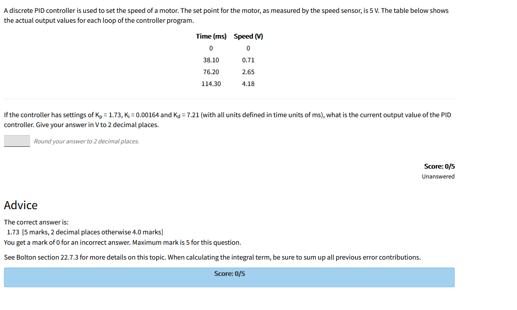 Solved A discrete PID controller is used to set the speed of | Chegg.com