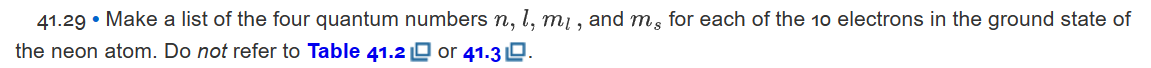 Solved 41.29 - Make a list of the four quantum numbers | Chegg.com