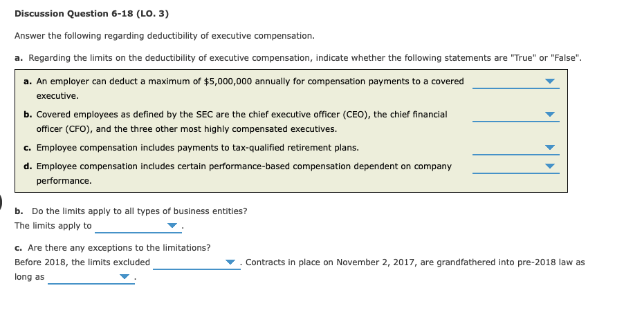 Solved Discussion Question 6-18 (LO. 3) Answer the following | Chegg.com