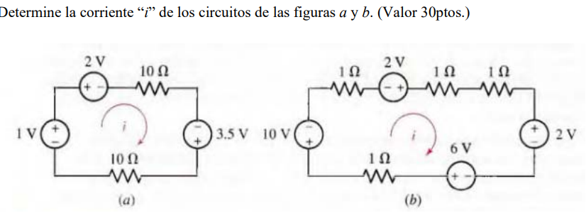 Solved Determine la corriente " i " de los circuitos de las | Chegg.com