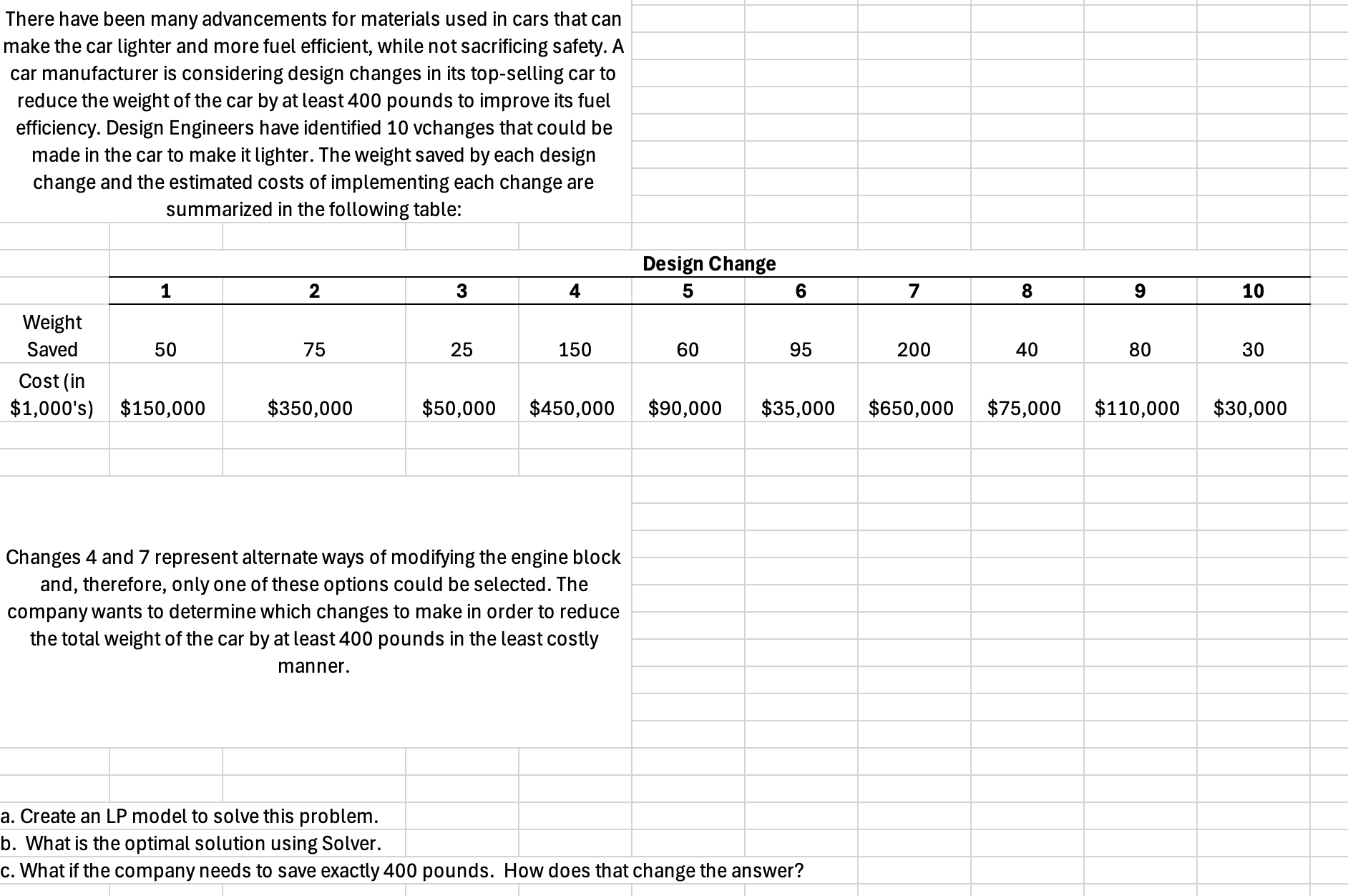 Solved Please show me how to create the model in Excel. | Chegg.com