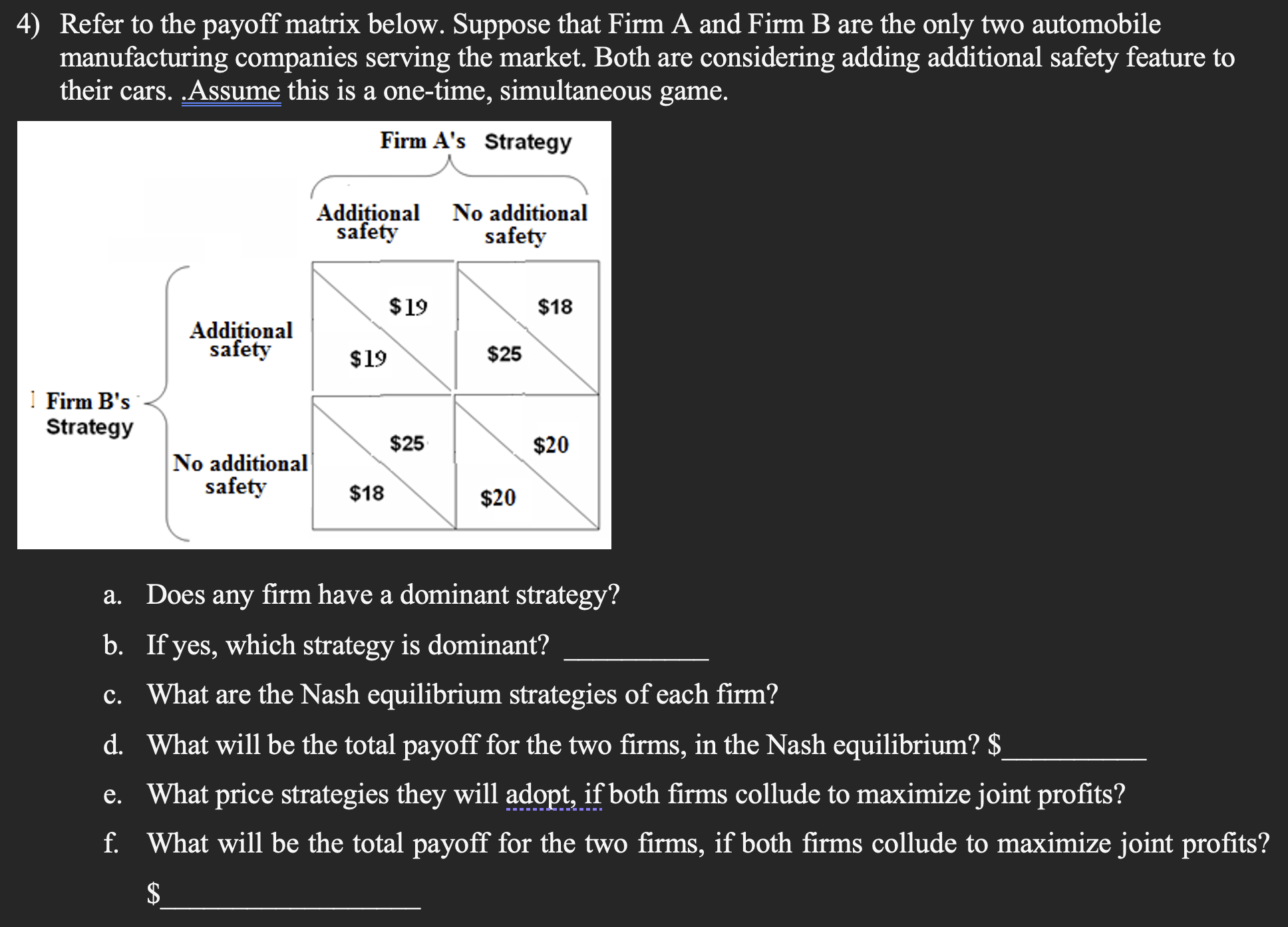 Solved Refer to the payoff matrix below. Suppose that Firm A | Chegg.com
