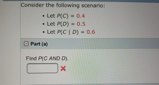 Solved Consider the following scenario: . Let P(C) = 0.4 | Chegg.com