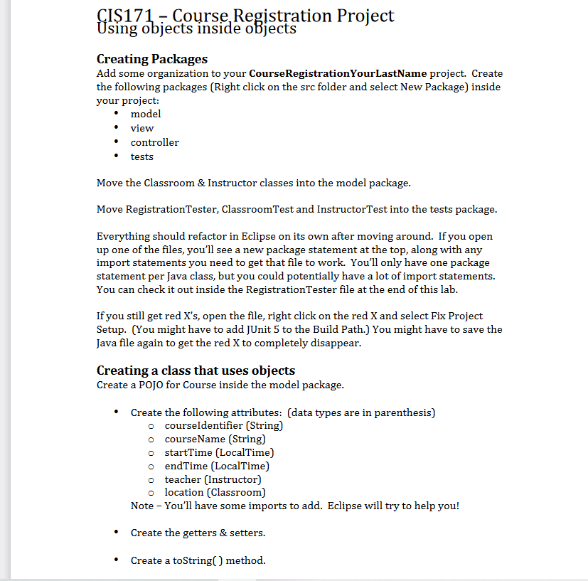 Solved Çı$171 - Course Registration Project Using objects | Chegg.com