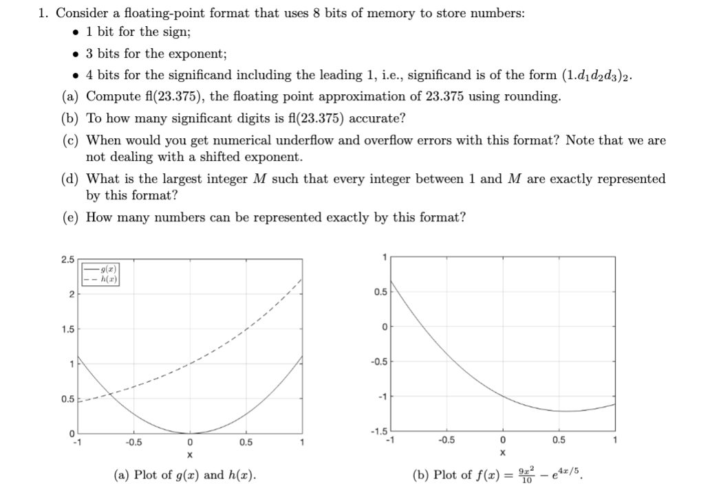 Solved 1. Consider a floating-point format that uses 8 bits | Chegg.com