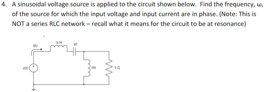 Solved A sinusoidal voltage source is applied to the circuit | Chegg.com