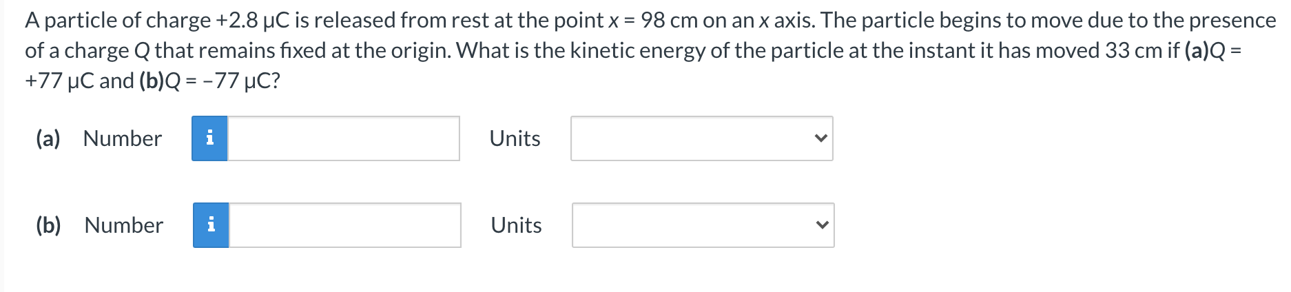 Solved A particle of charge +2.8 uC is released from rest at | Chegg.com
