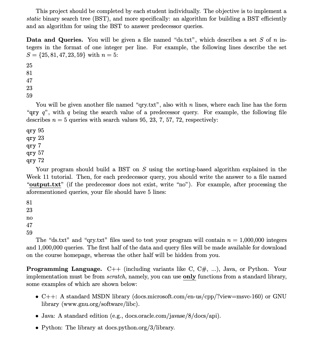 Solved This project should be completed by each student | Chegg.com