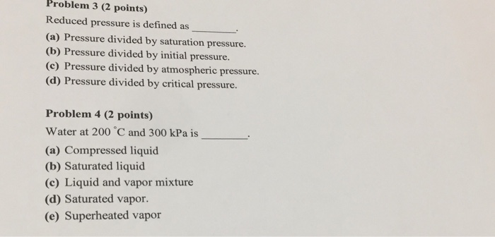 Solved Problem 3 (2 points) Reduced pressure is defined as | Chegg.com
