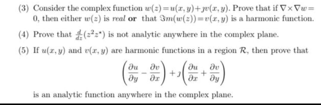 Solved (3) Consider the complex function | Chegg.com