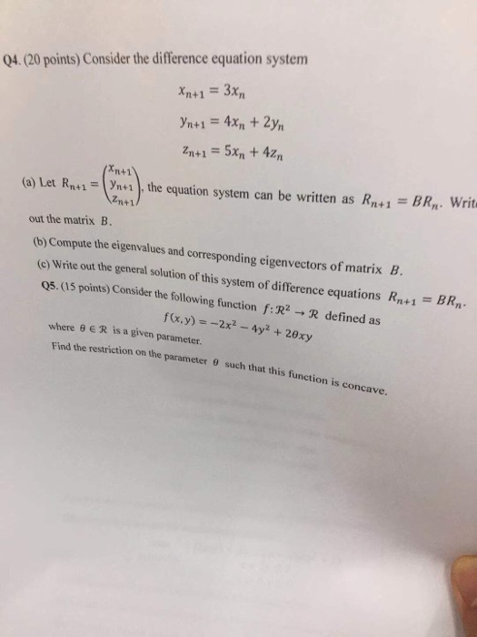 Solved 04.(20 points) Consider the difference equation | Chegg.com