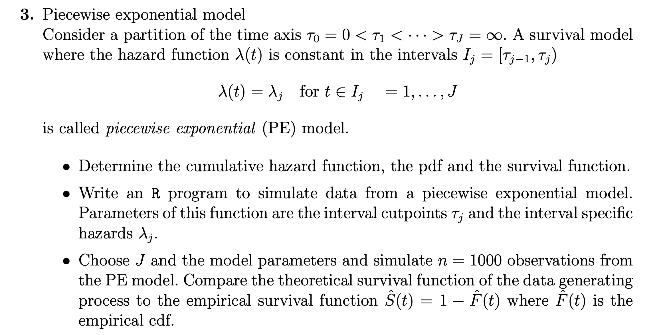 Piecewise exponential modelConsider a partition of | Chegg.com