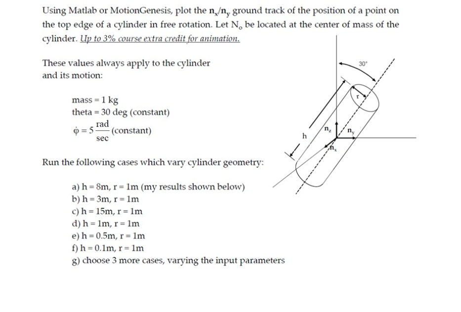 Using Matlab or MotionGenesis, plot the nx/n, ground | Chegg.com