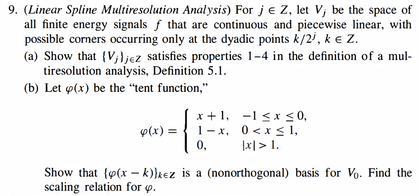 Solved (Linear ﻿Spline Multiresolution Analysis) ﻿For jinZ, | Chegg.com