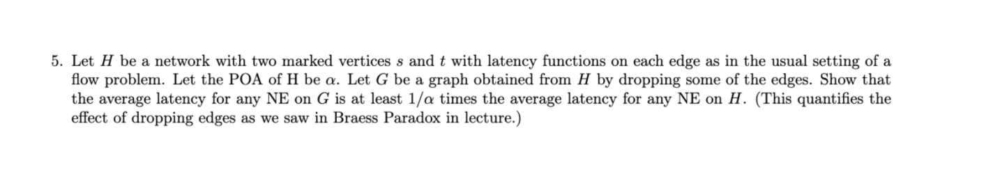 5. Let H be a network with two marked vertices s and | Chegg.com