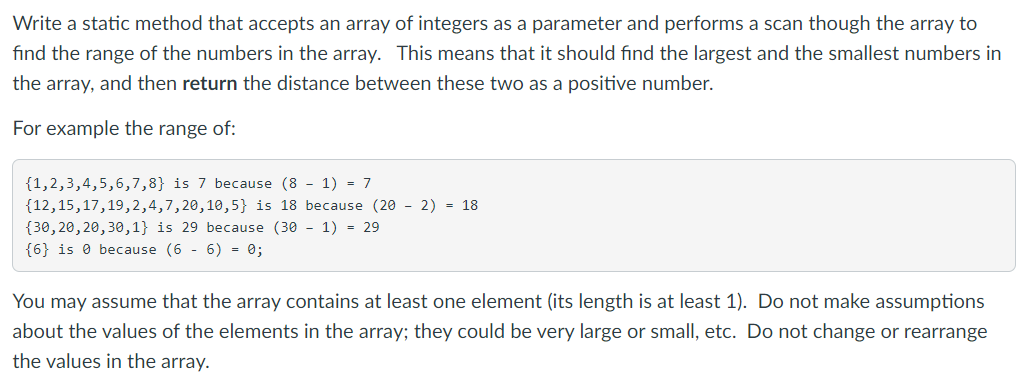 Solved Write a static method that accepts an array of | Chegg.com