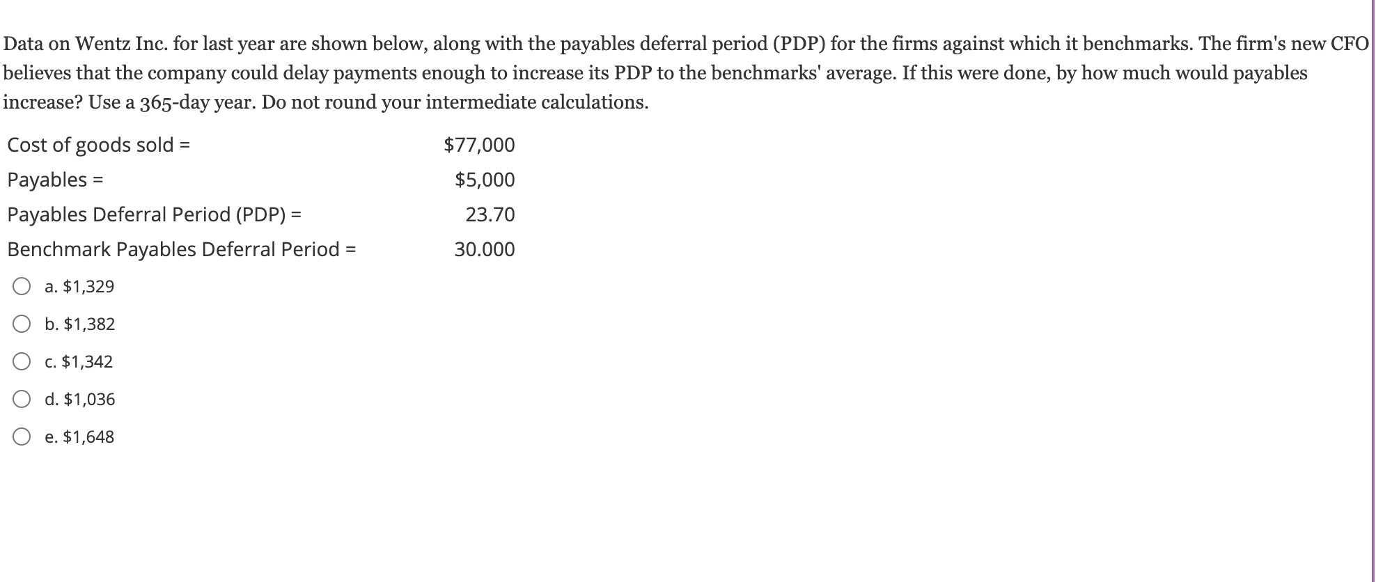 Solved Data on Wentz Inc. for last year are shown below, | Chegg.com