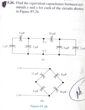 Solved 3.26. Find the equivalent capacitance between | Chegg.com